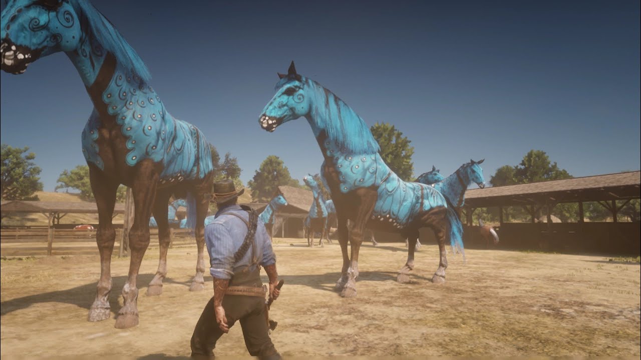 RDR2 - Hunting giant fantasy horses - YouTube