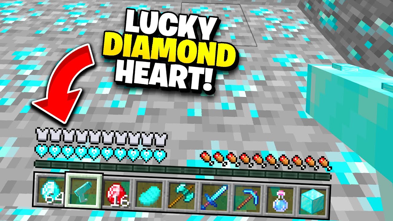 Minecraft but there's Lucky DIAMOND Hearts - YouTube