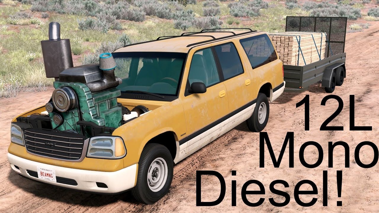 Huge Single-Cylinder Diesel Tow Test! BeamNG. Drive - YouTube