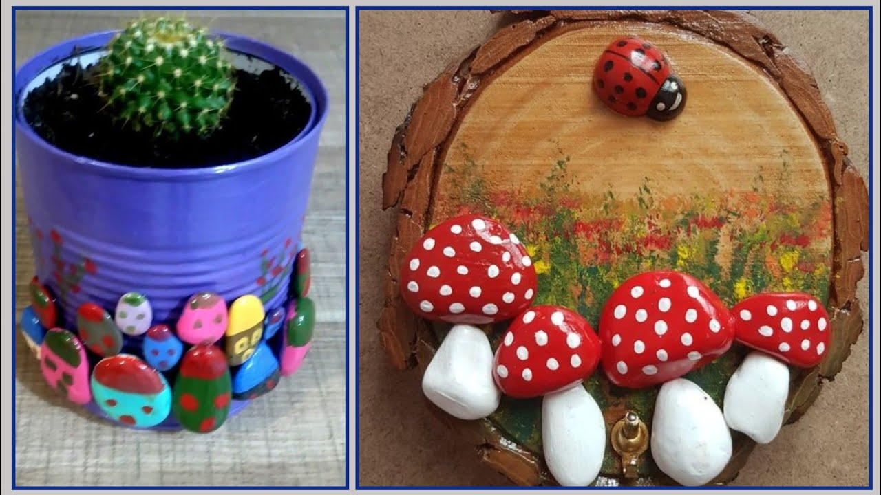 Attractive pebble art/reuse stone art ideas - YouTube