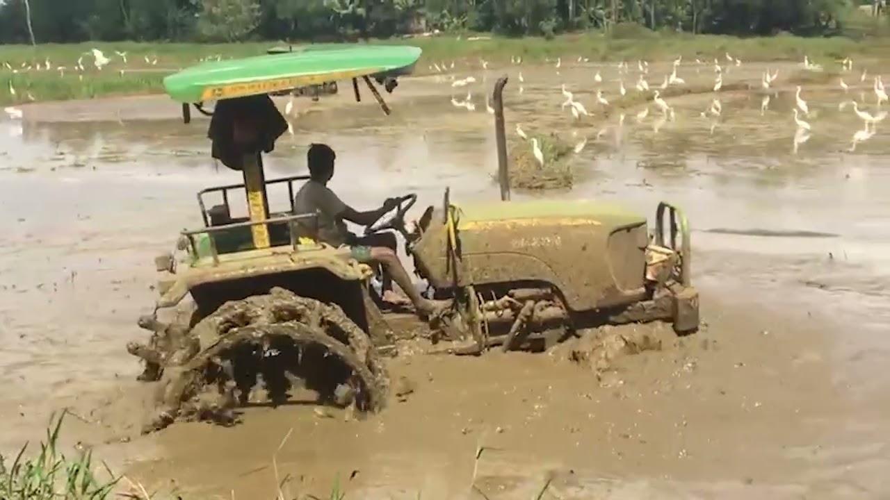 John Deere 5045D 4WD | Puddling with full cage wheel | Tractorkaran ...