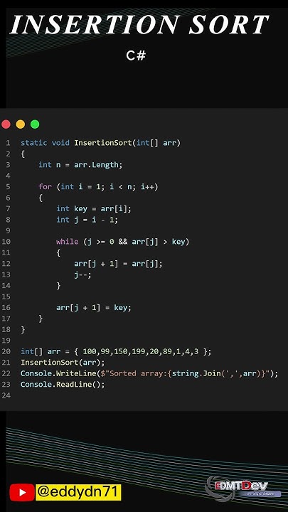 Useful Code - Insertion Sort with C# - YouTube