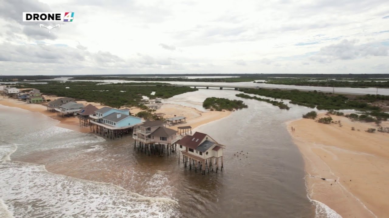 AERIAL FOOTAGE: Sky 4 drone flies over Summer Haven breach after Nicole ...