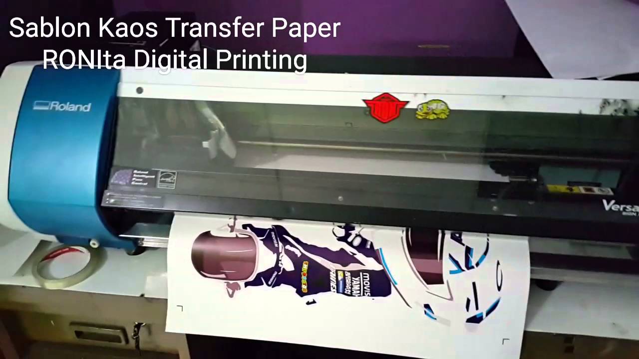 Proses Sablon Kaos Transfer Paper Menggunakan Mesin ROLAND BN20 - YouTube