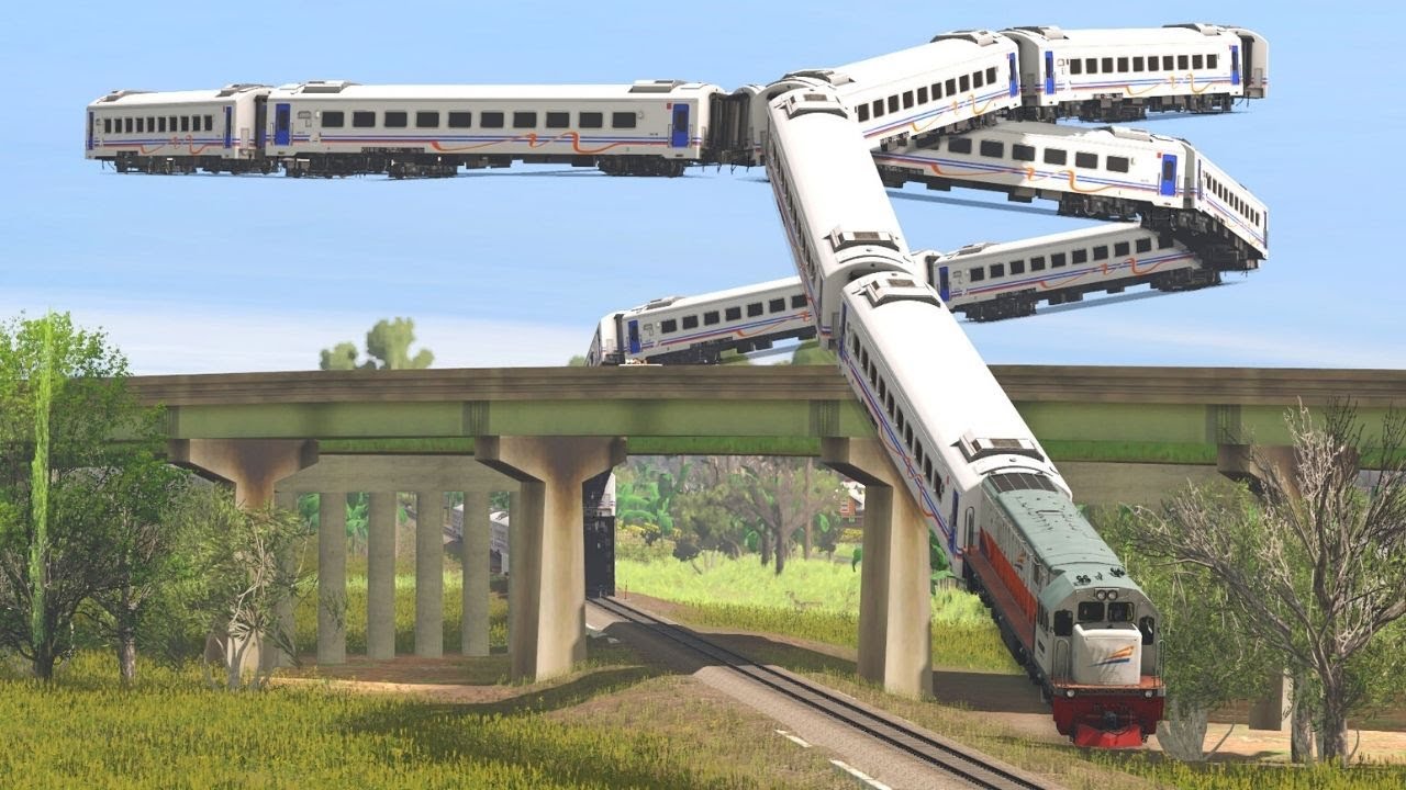 Crazy Train Flying Over Overpass | Kereta Api Gila Terbang Diatas ...