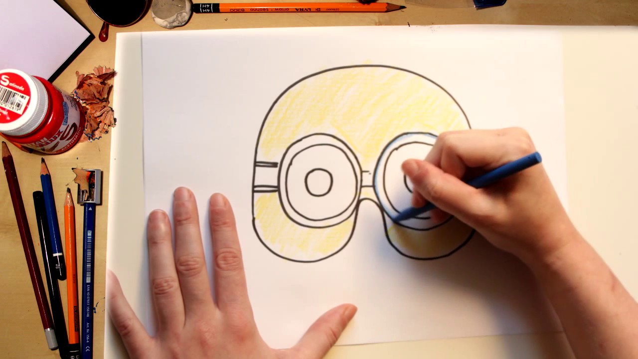 How to draw a Minion Mask - drawing with kids - YouTube