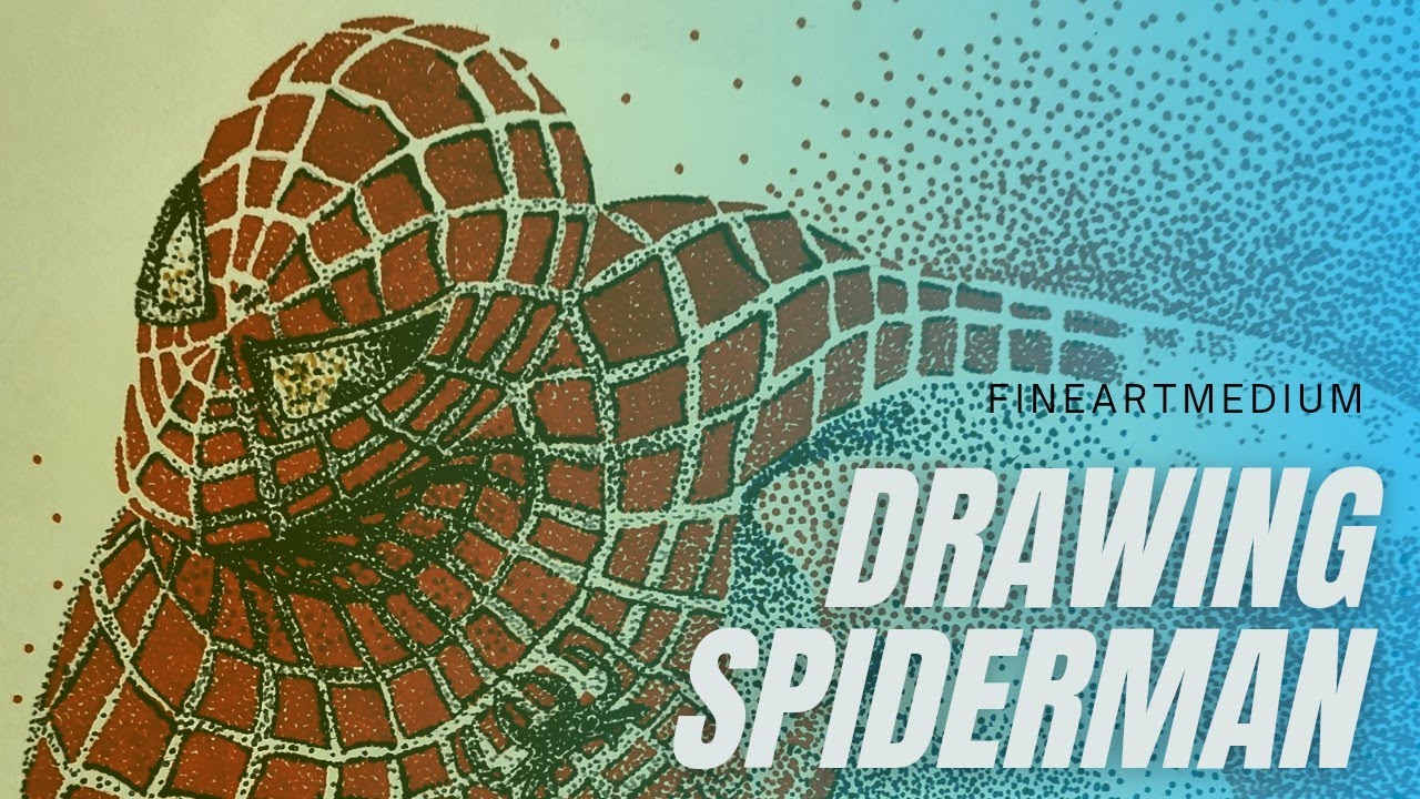DRAWING SPIDERMAN | STIPPLING ART |DOT ART | Drawing by pixel dots ...