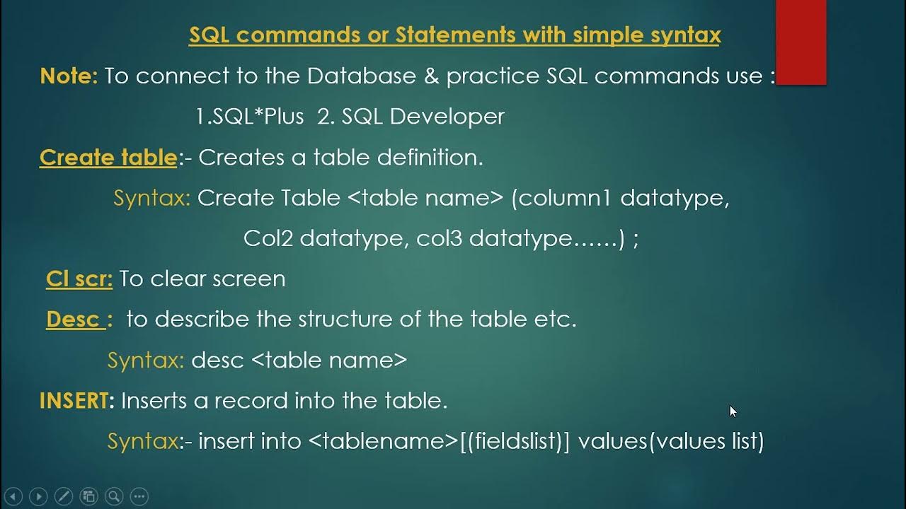 DDL and DML Statements Examples In Oracle SQL - YouTube