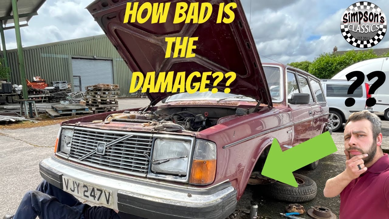 HOW BAD IS THE CRASH DAMAGE? Abandoned Volvo 245 Revival - YouTube