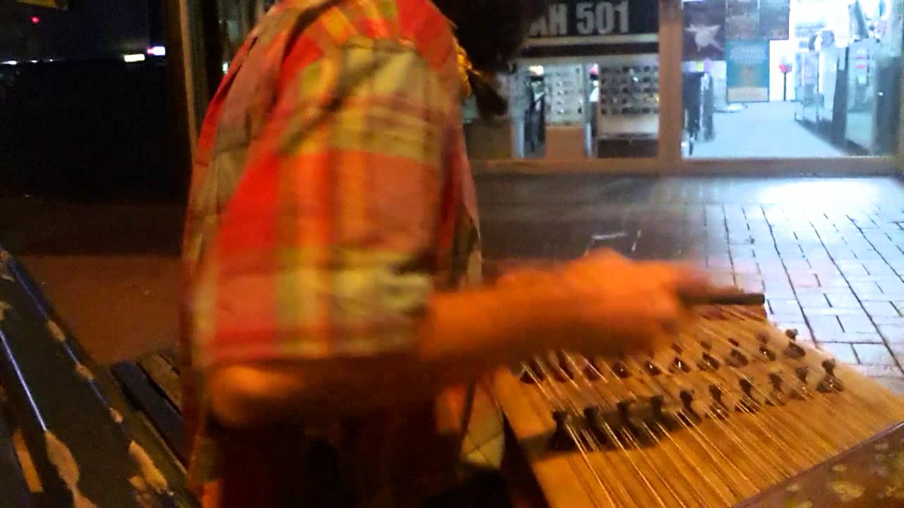 Horns of Pan - "mythos" hammered dulcimer busking - YouTube