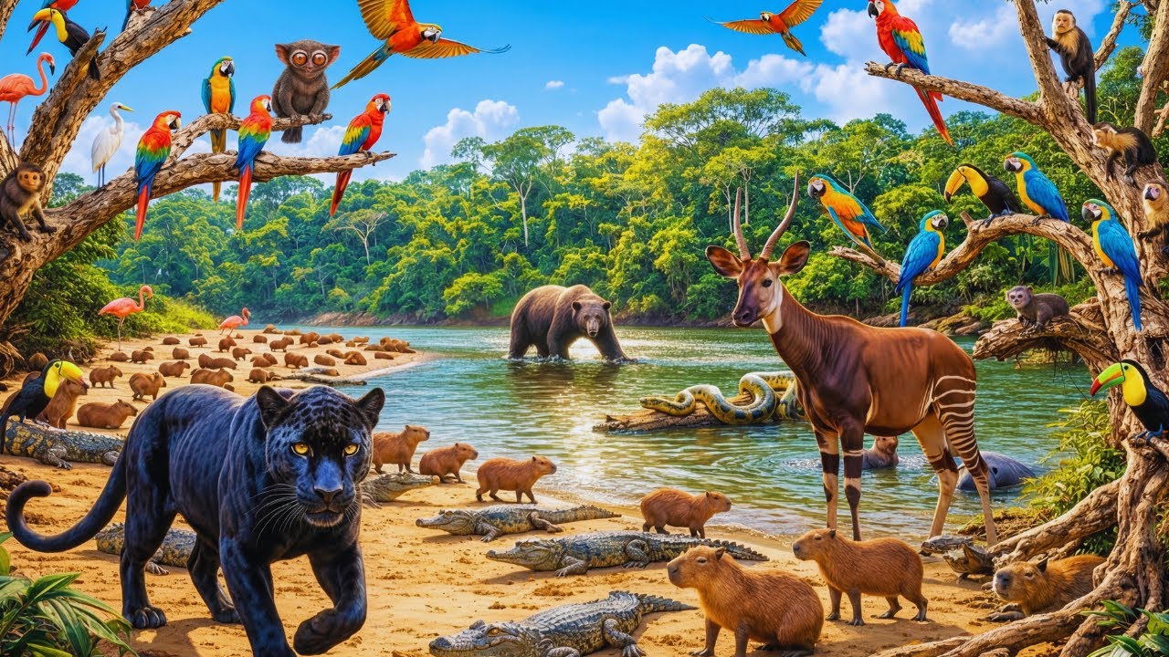Amazonas 4K: Viveros Secretos | Jaguar Negro, Mono de Goeldi, Okapi y ...
