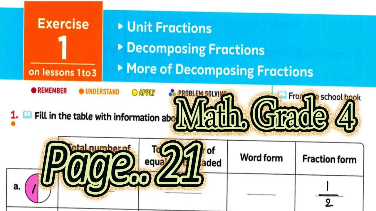 📘 Math Grade 4 | Unit & Decomposing Fractions | كتاب المعاصر P21 - YouTube