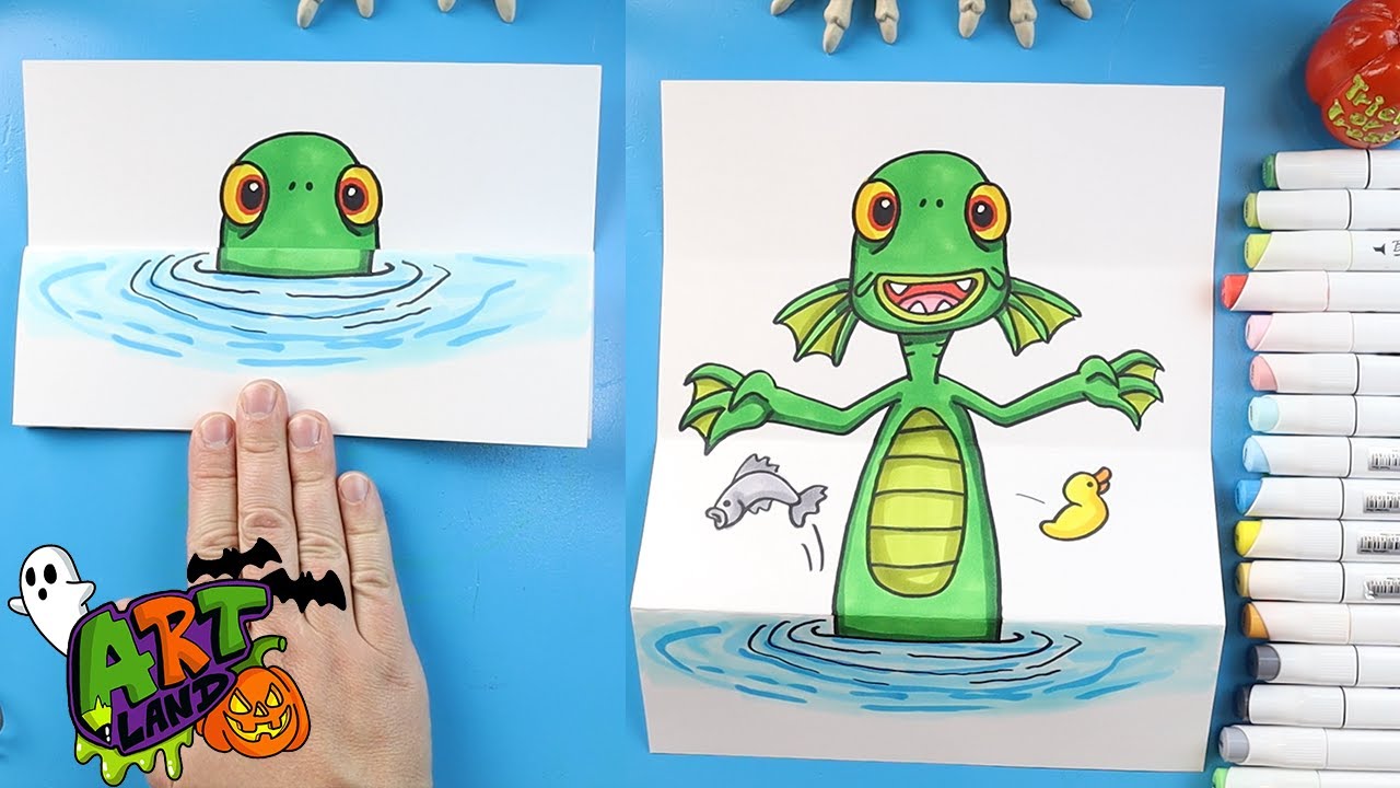 How to Draw a SWAMP CREATURE SUPRRISE FOLD - YouTube