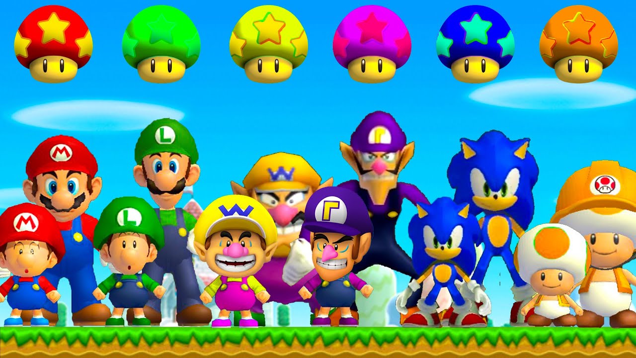 All Playable Mario Allstars and Baby Characters in NSMBW - YouTube