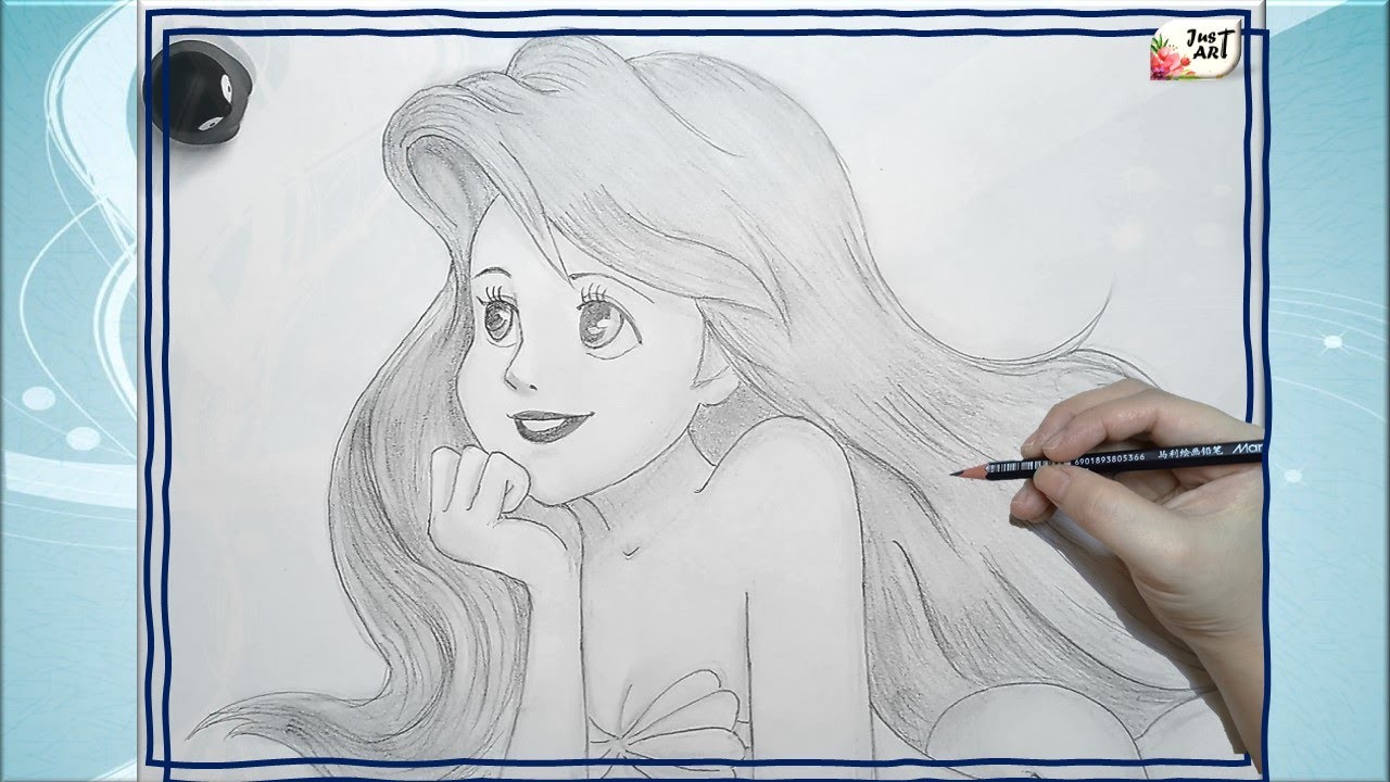 How to Draw Princess Ariel - The Little Mermaid (Sketch) | Just Art ...