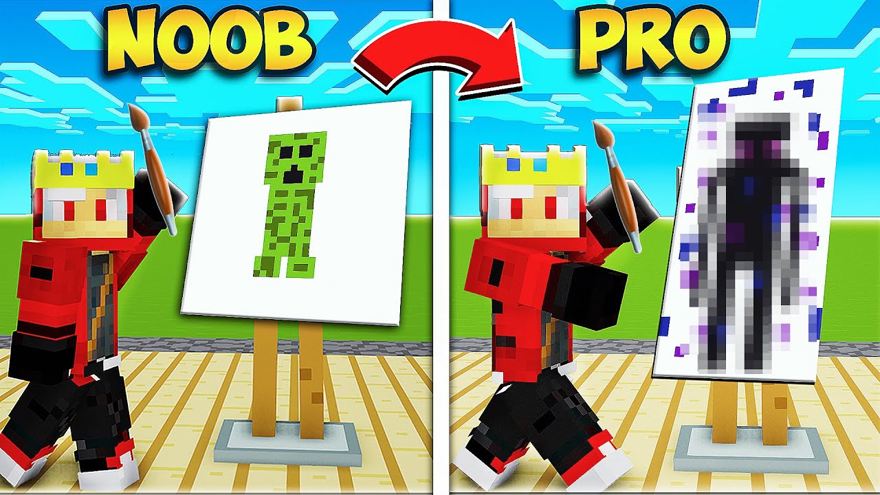 Minecraft NOOB To PRO Painting Challenge. - YouTube