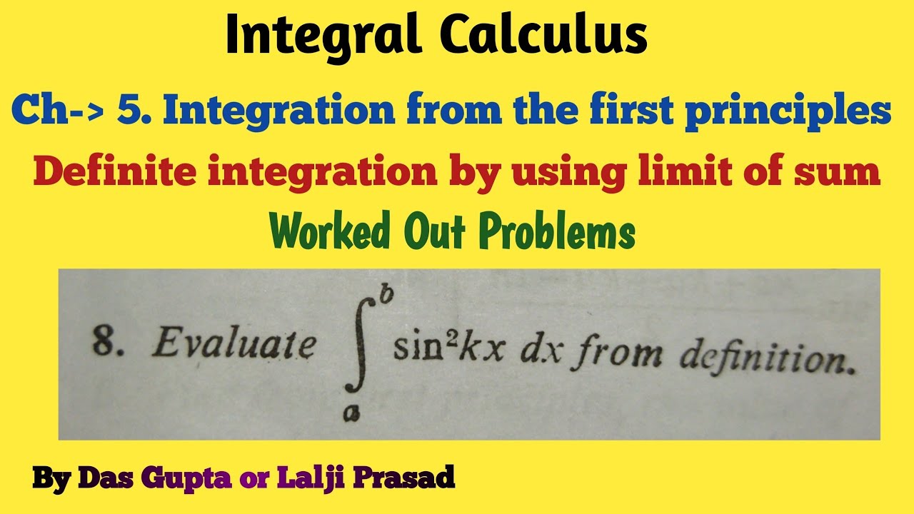 integrate sin^2kx dx from a to b by first principles | Integration from ...