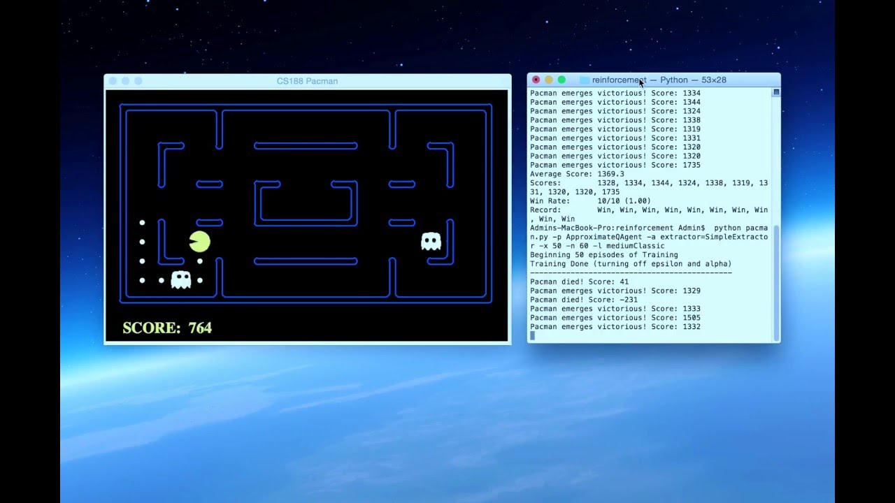 Approximate Q-Learning of PACMAN - YouTube