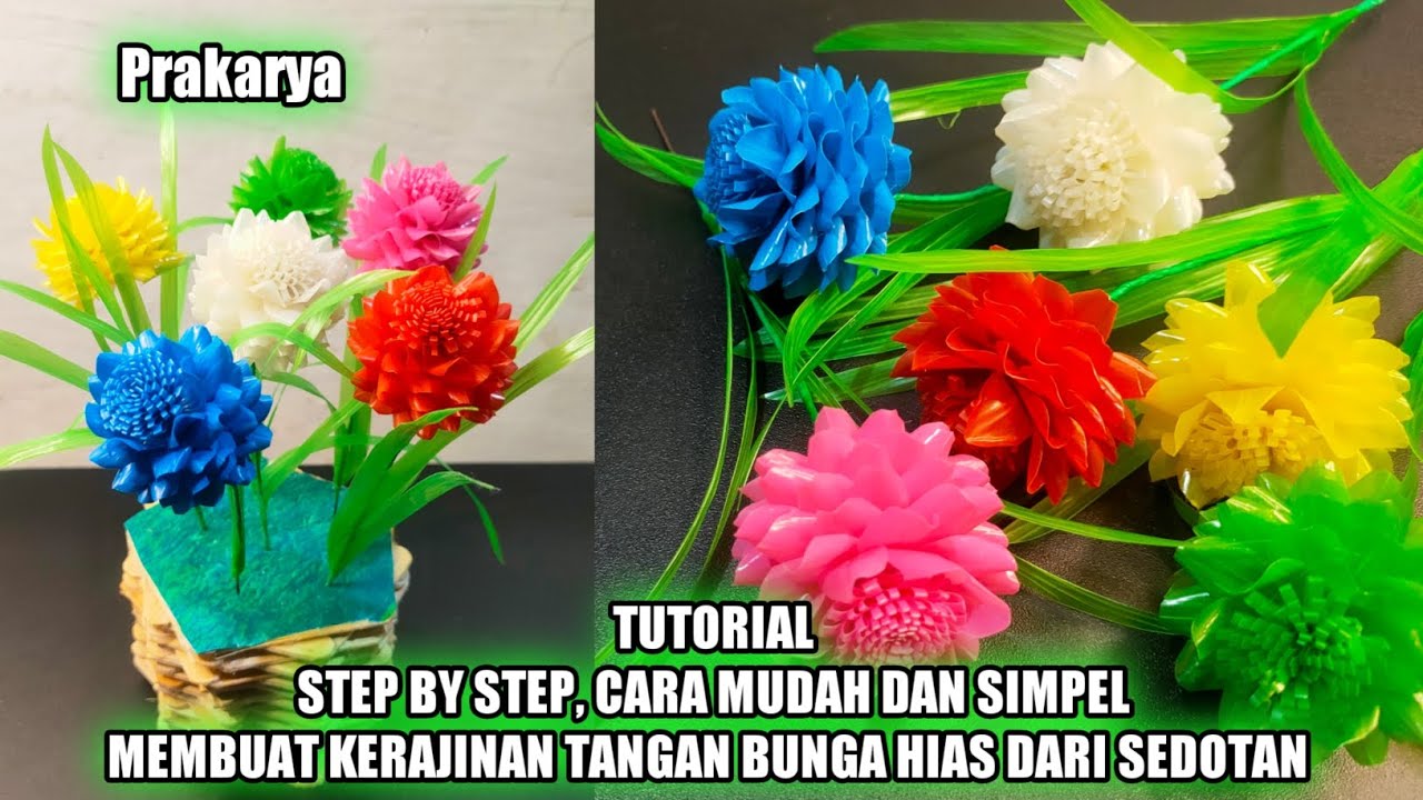 tutorial step by step | cara membuat kerajinan tangan bunga hias bunga ...