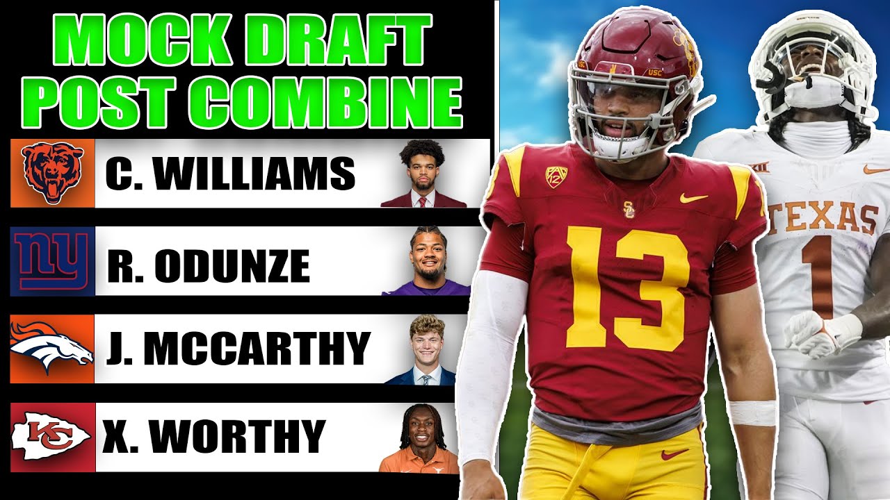 Post Combine 2 Round 2024 NFL Mock Draft | JJ McCarthy Goes Top 15 ...