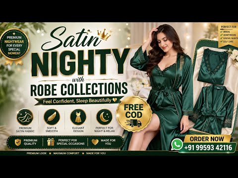Satin Nighty with Robe Collections 💚 | #premium #nighty #bridal #nightwear | Free COD +919959342116