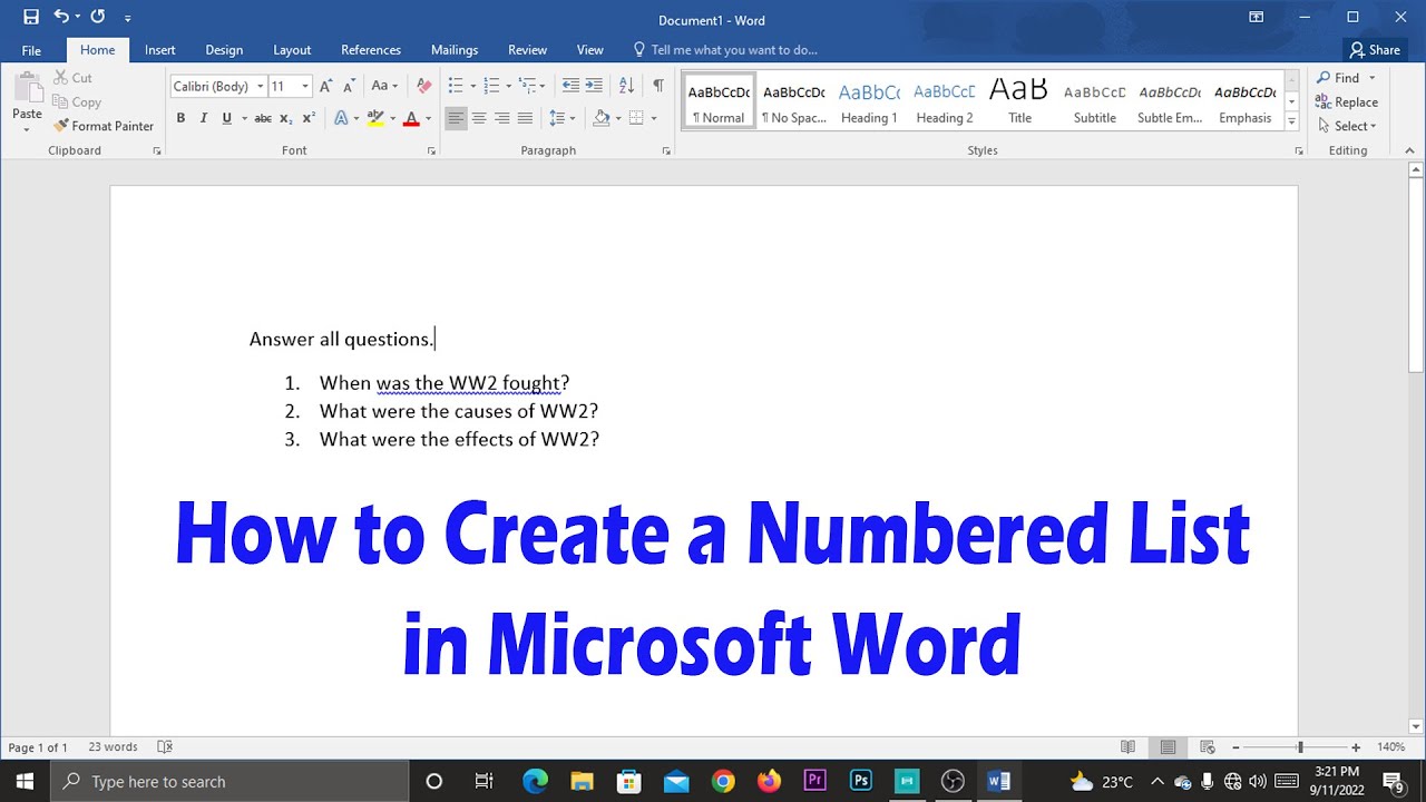 How To Create A Numbered List In Microsoft Word YouTube How To Create A Numbered List In Microsoft Word YouTube