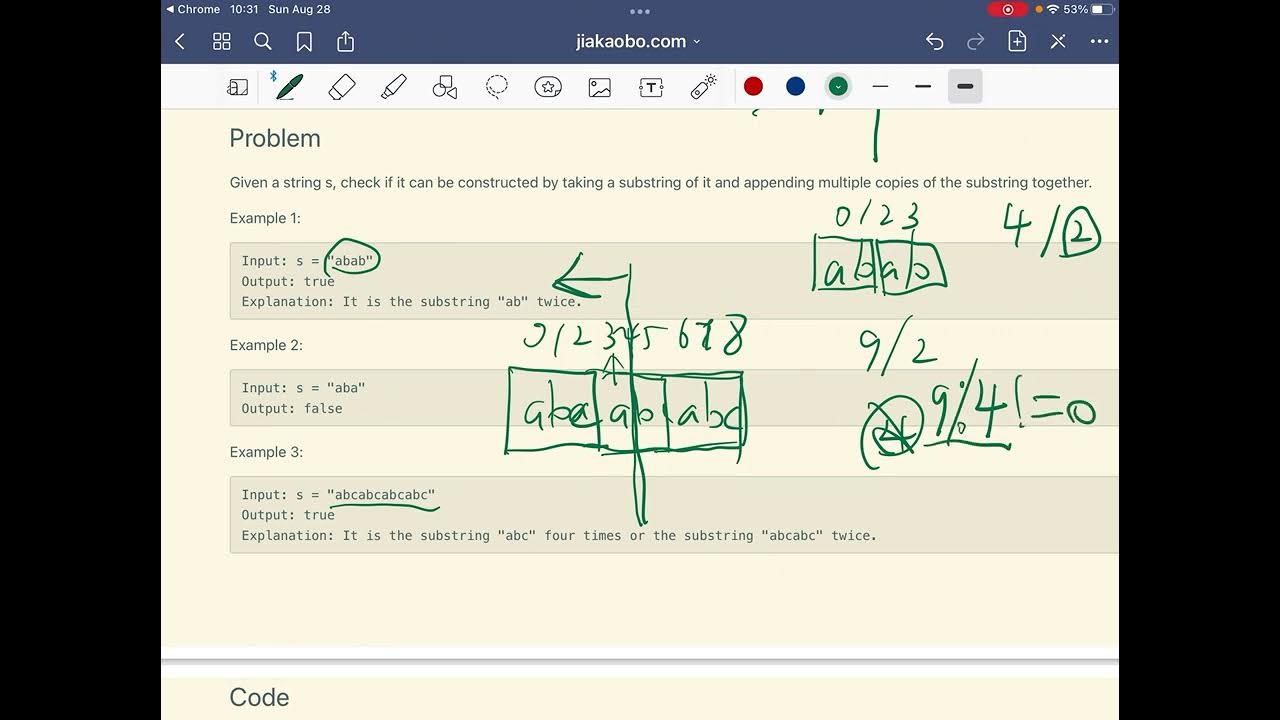贾考博 LeetCode 459. Repeated Substring Pattern - YouTube