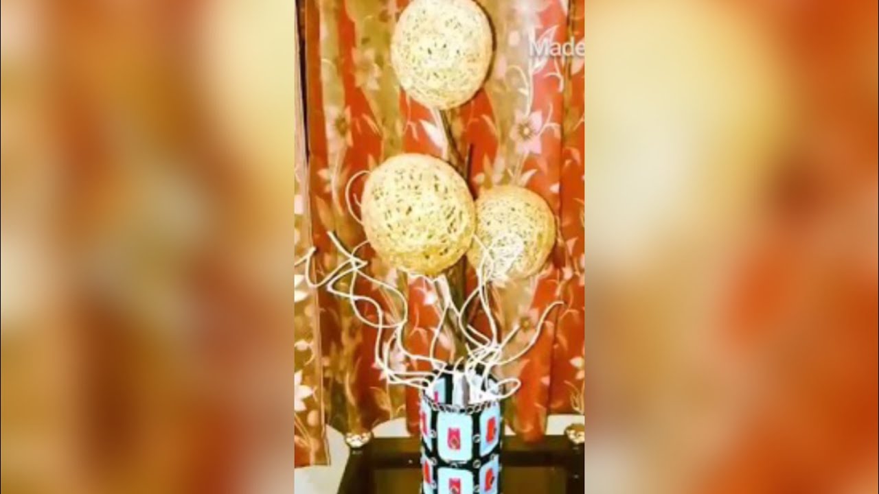 How to make a flower pots with yarn || Easy Diy Yarn Orbs || DYI ...