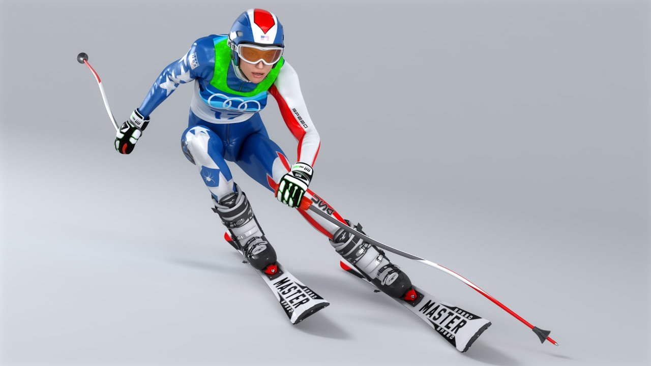 Female Skier Animated HQ (Turbosquid) - YouTube