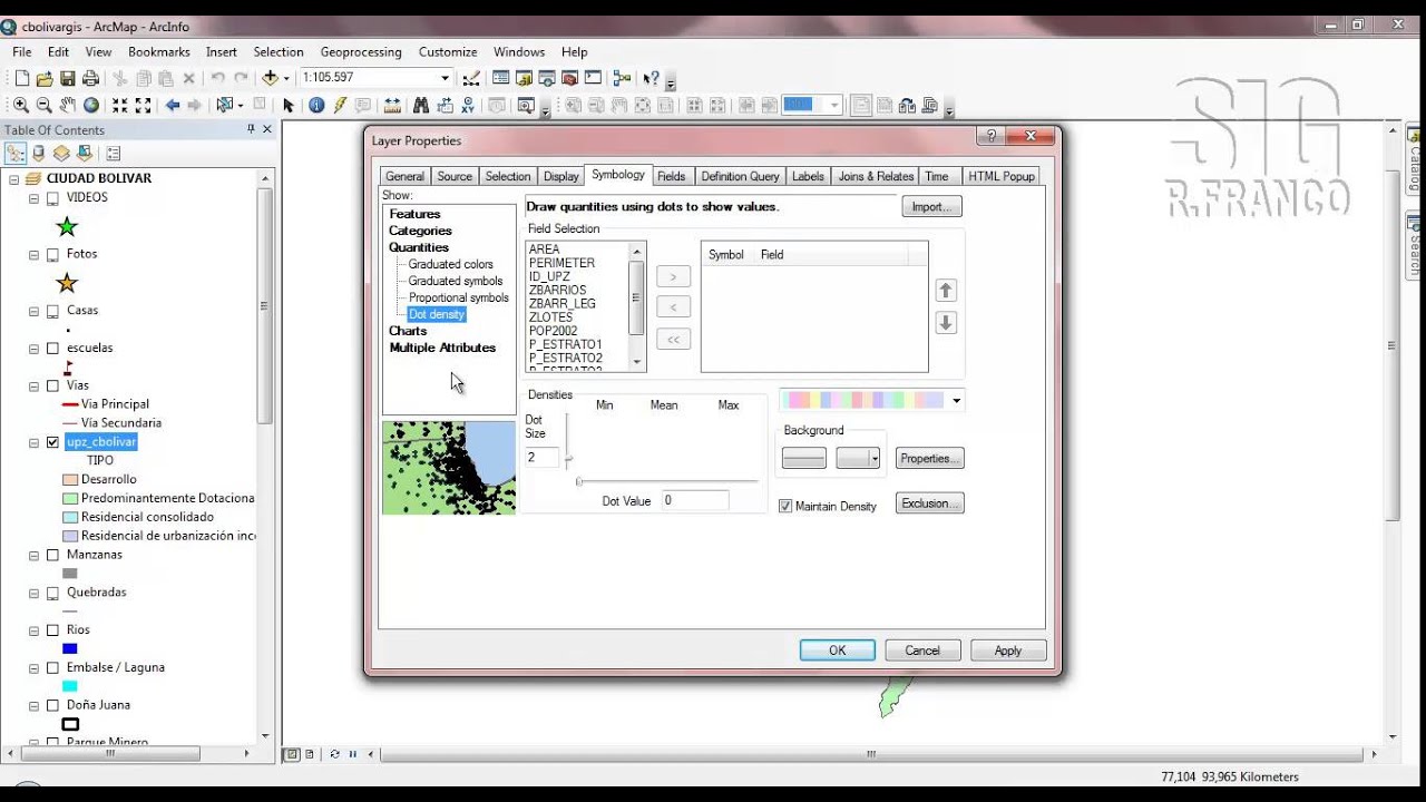 Tutorial ARCGIS Cap.3-05 Simbology Dot Density - YouTube