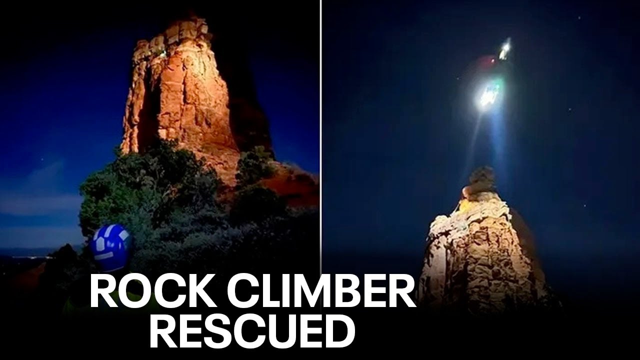Rock climber rescue at Queen Victoria Spire in Sedona - YouTube