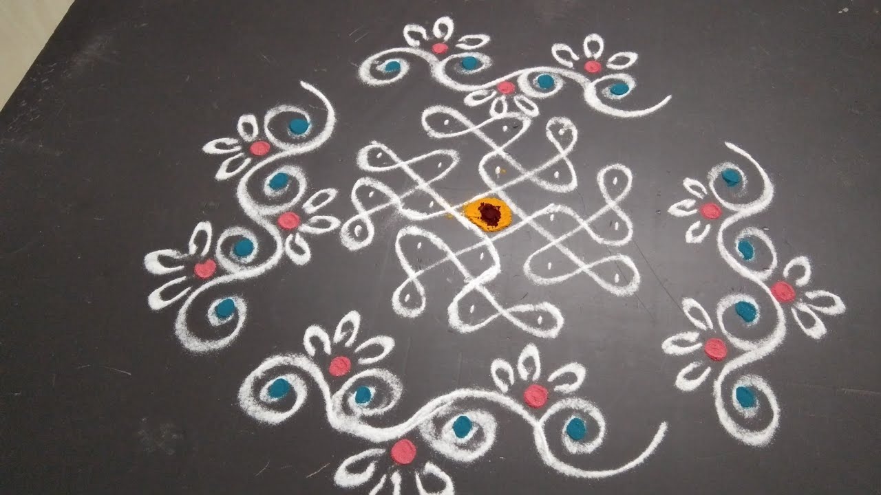 5 Dots Sikku Kolam🌸Colourful Melika Muggulu🌸Easy Rangoli Border🌸 ...