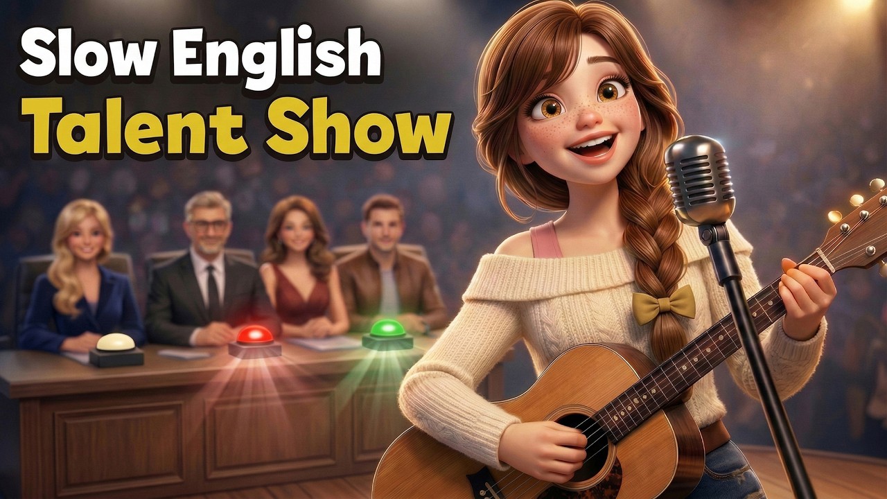 🎸 Brave Enough to Sing in a Talent Show | Slow & Easy English (A2 ...