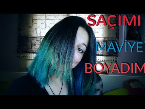 EVDE SAÇIMI MAVİYE BOYADIM !  ( Saç Açma ve Boyama )