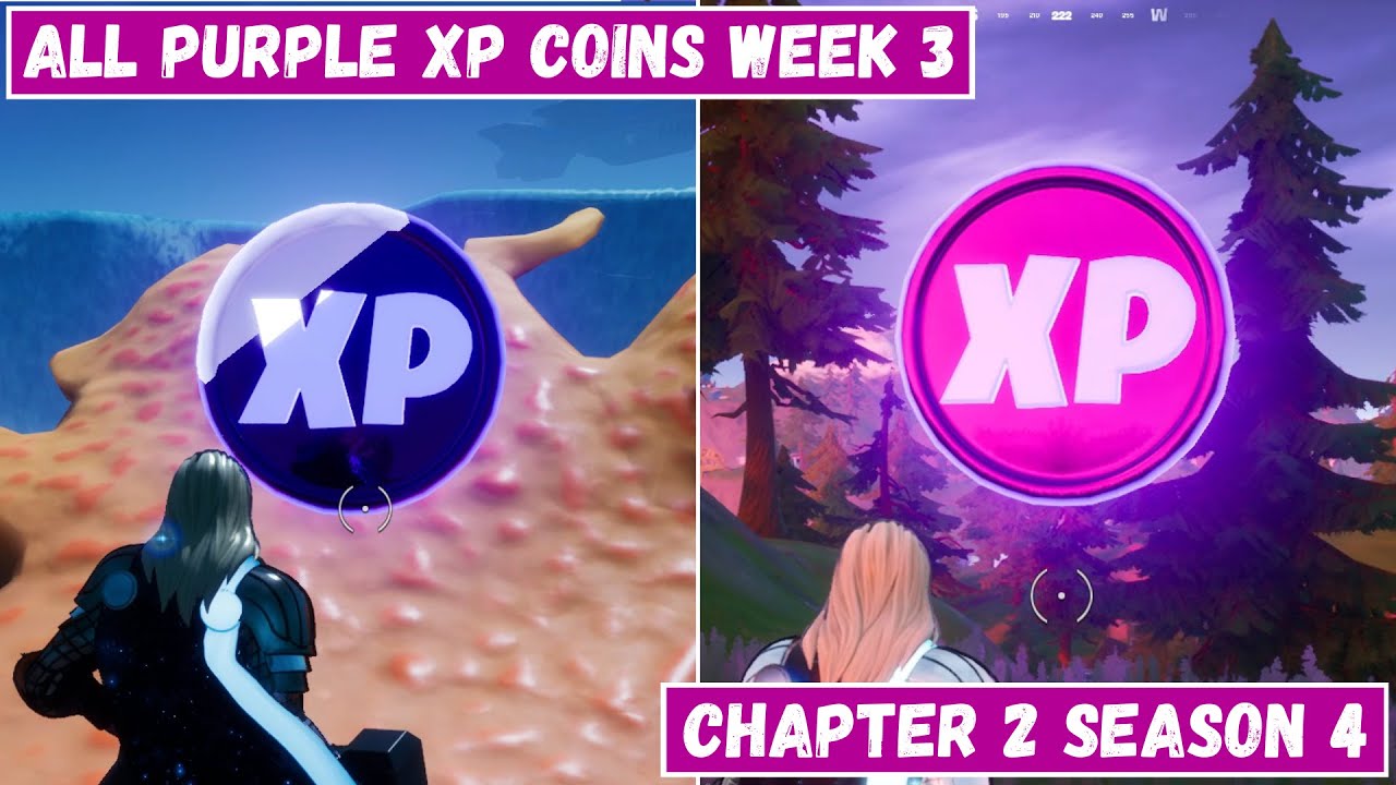 All 2 Purple XP Coins Locations Week 3! - Purple Power Punch Card ...