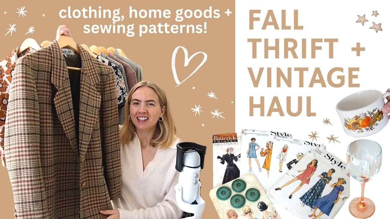 FALL THRIFT HAUL 🍁 | vintage clothing, sewing patterns + more 🍂☕ - YouTube