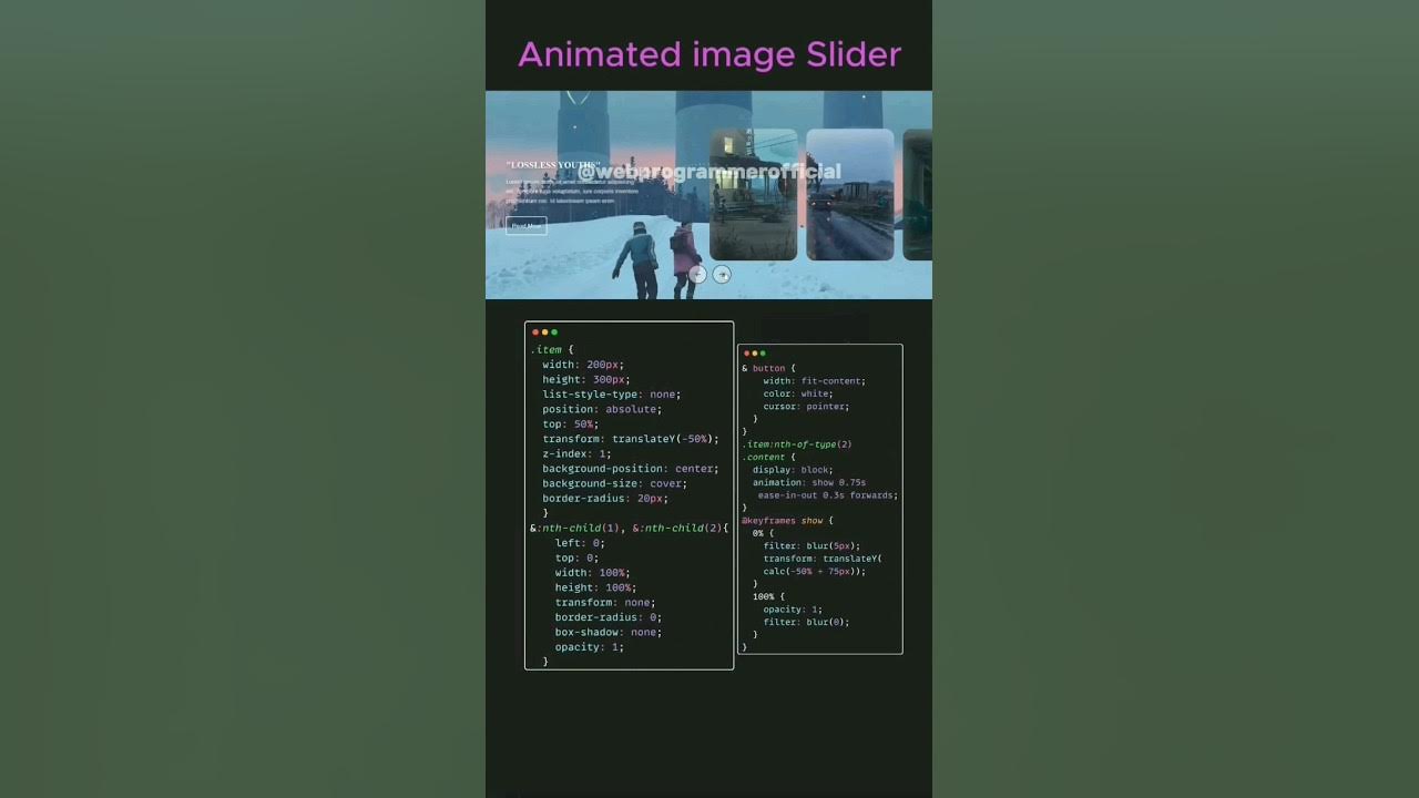 Animated image slider in HTML & CSS 🤓 #shorts #video - YouTube