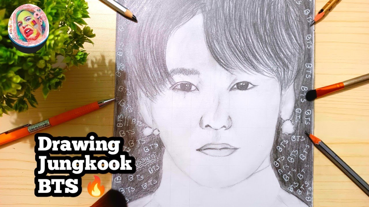 Drawing jungkook bts | drawing bts jungkook step by step - YouTube