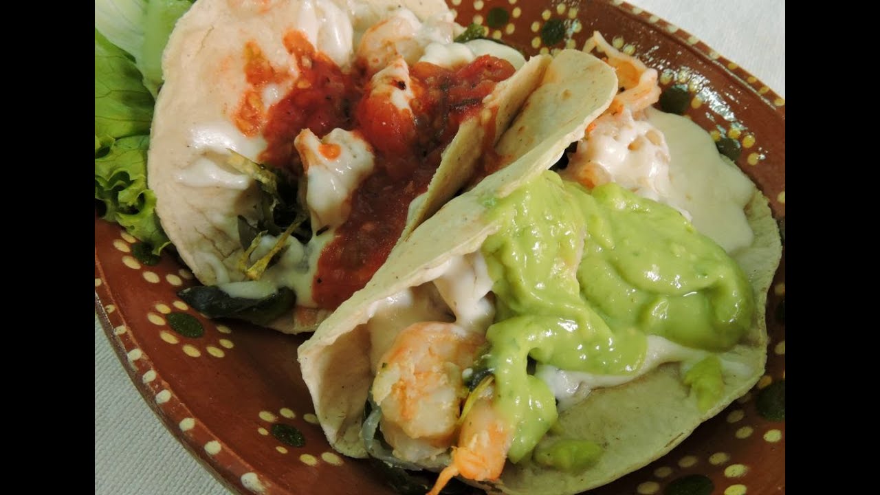 Tacos de camarón y rajas con queso fundido.- RecetasdeLuzMa - YouTube