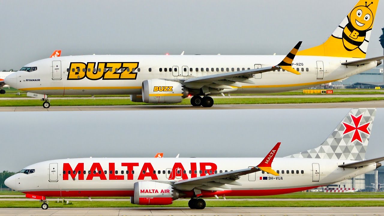 Buzz/Malta Air Boeing 737 MAX 8 200 Take Off at Manchester Airport ...