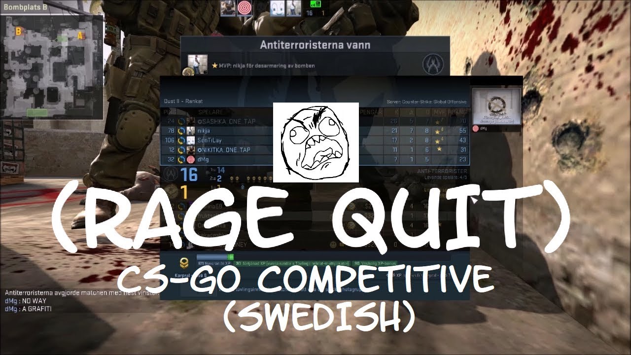 RAGE QUIT! Cs-Go Competitive (Svenska) - YouTube