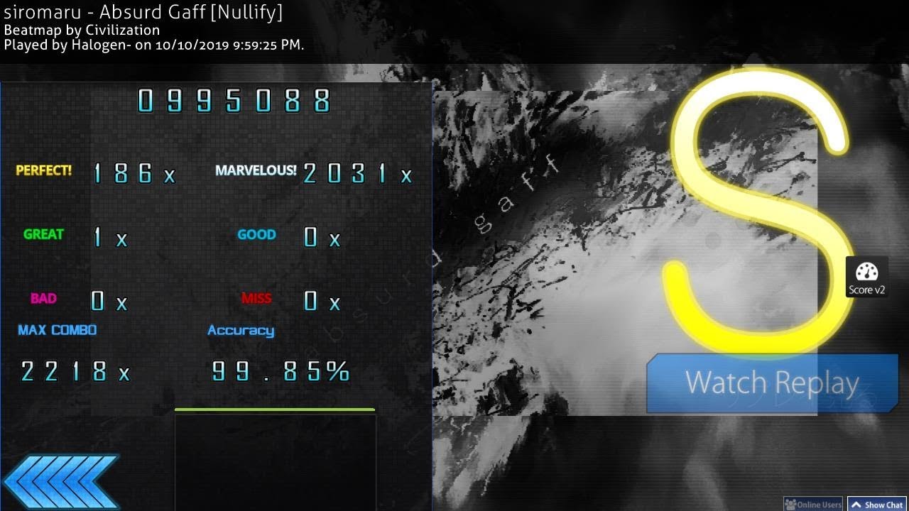 osu!mania: Absurd Gaff [Nullify] - 99.85% v2 / 995,088 / Full Combo ...