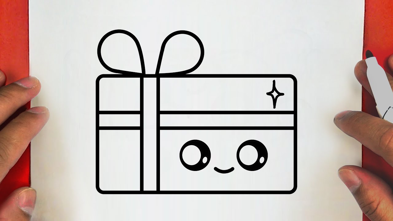 HOW TO DRAW A CUTE GIFT BOX FOR CHRISTMAS ,STEP BY STEP, DRAW Cute ...