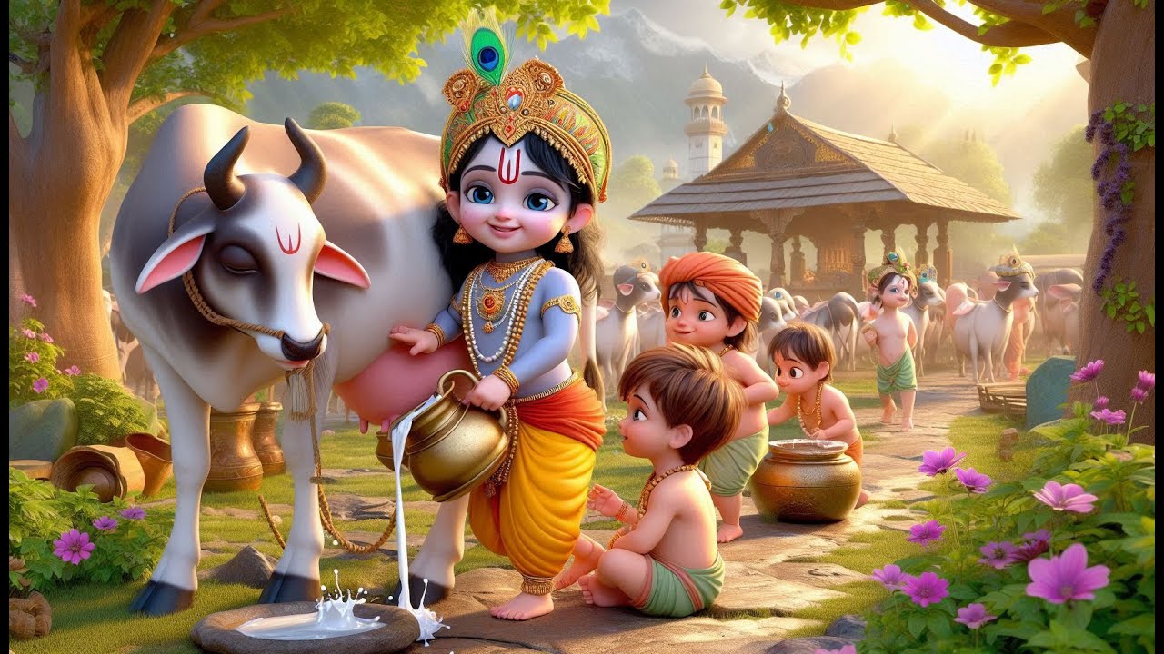 Gokul Dham Brij Ka Wasi Krishna Makhan Chor 🧈 | Cute Little Krishna Rhymes for Kids | Krishna ...