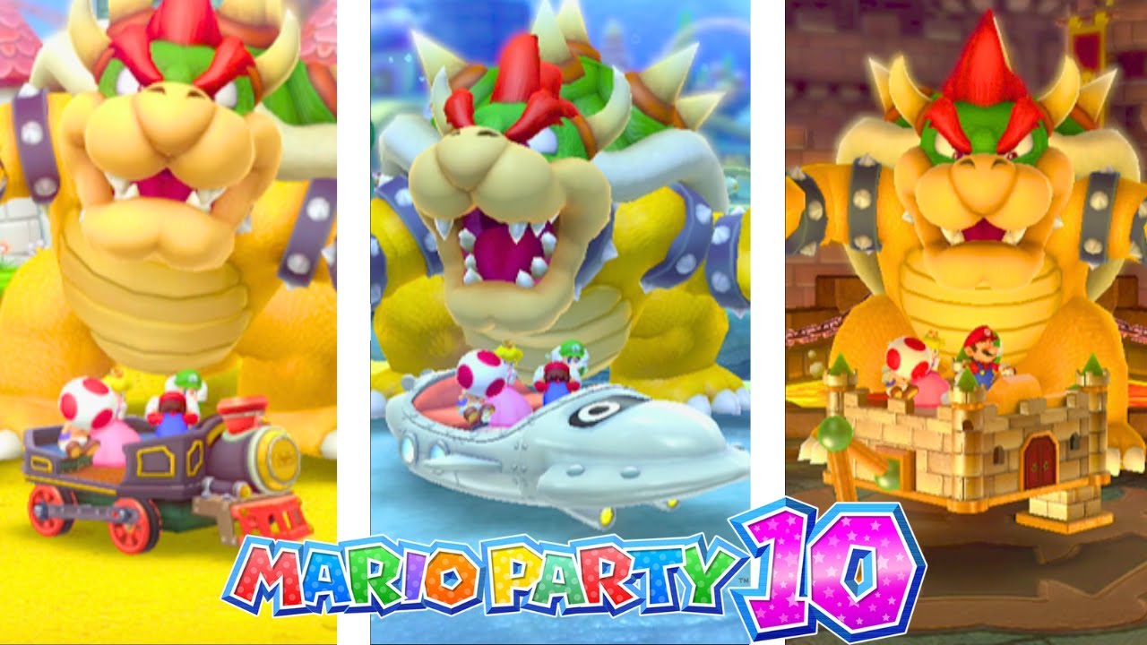 All Bowser Party Boards | Team Bowser | Mario Party 10 full gameplay ...