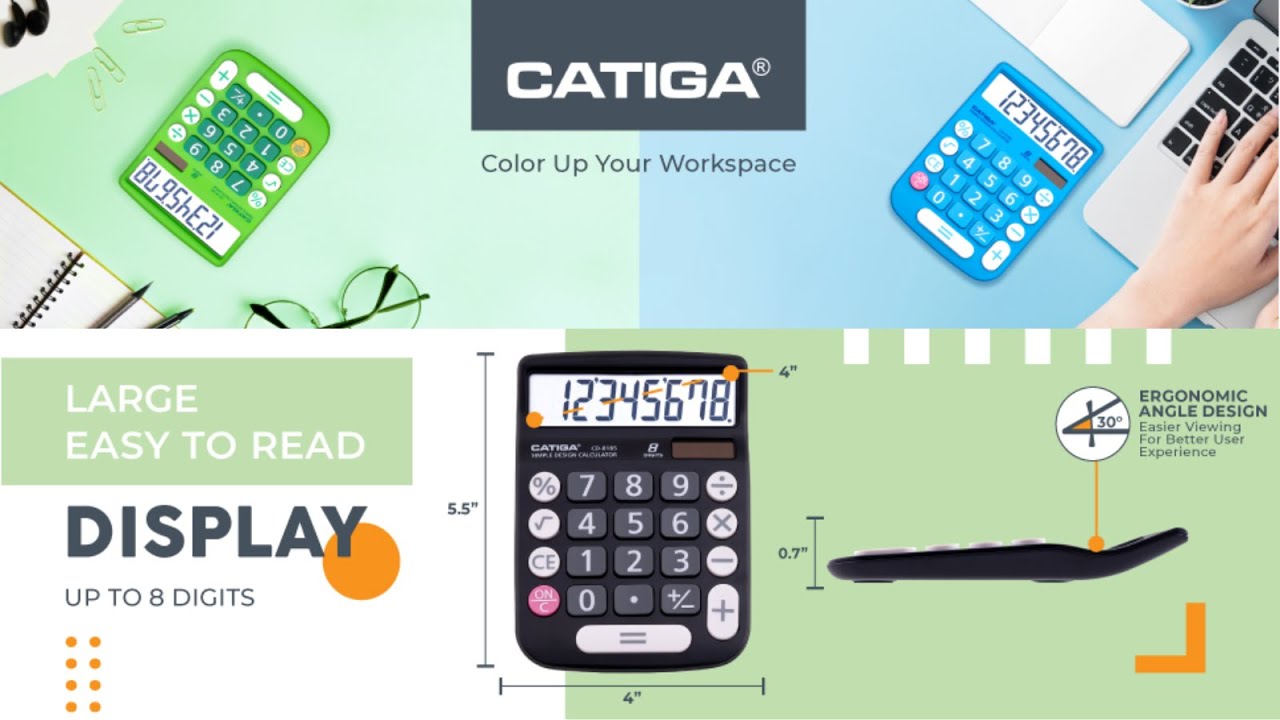CATIGA 8 Digit Basic Desktop Calculator | $100k Bonuses in Description - YouTube