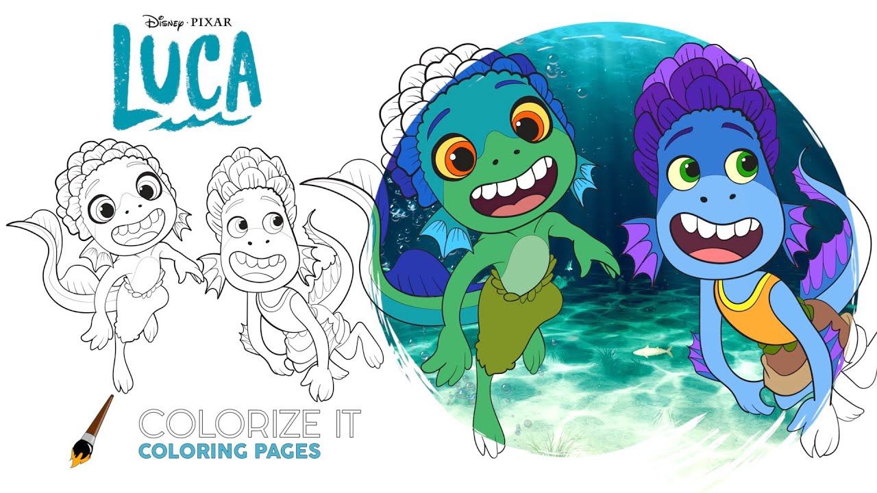 Luca coloring book | How to color Luca and Alberto coloring page - YouTube
