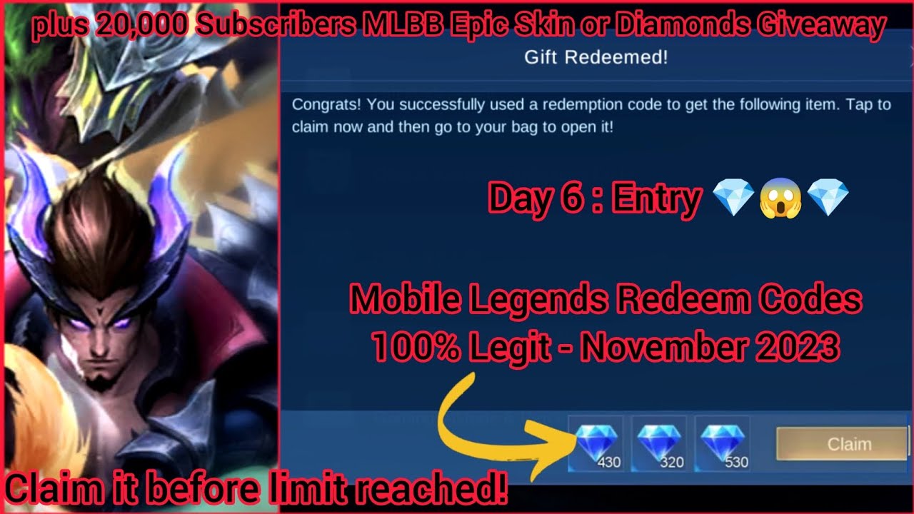 6th day : Hurry Up! Mobile Legends Diamond Redeem Codes 💎💎 - Claim It ...