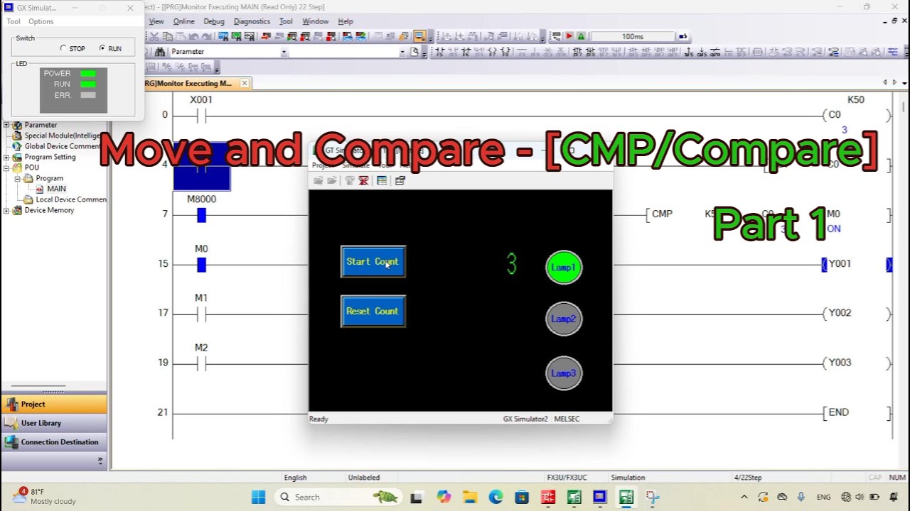 Move and Compare Function[CMP/Compare] PLC Mitsubishi Part 1-PLC Ladder ...