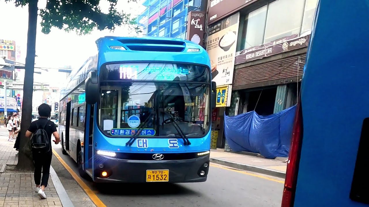 Korea, Busan Bus 110-1 ride from PNU to Dongnae Market 부산 버스 110-1 부산대앞 ...